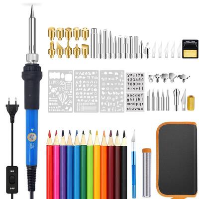 60W开关调笔温电烙铁具头包60PC雕花绘画雕OYC刻烫画焊接工套装