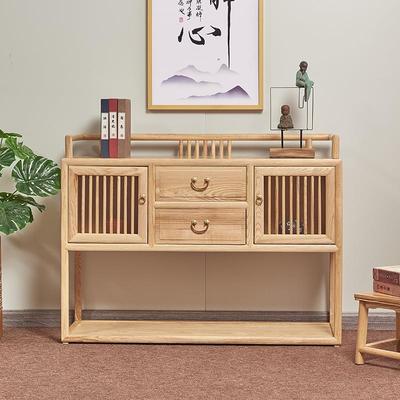 新中GEU式茶柜实木物餐边柜白木收纳储物柜玄水关柜现代简蜡约置