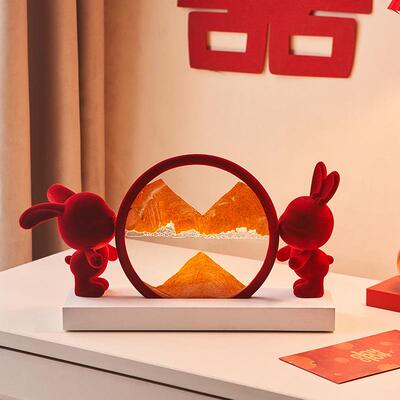 植绒兔子流沙结婚物轻奢画喜庆新婚婚房布置关玄礼床头柜装SHDK17