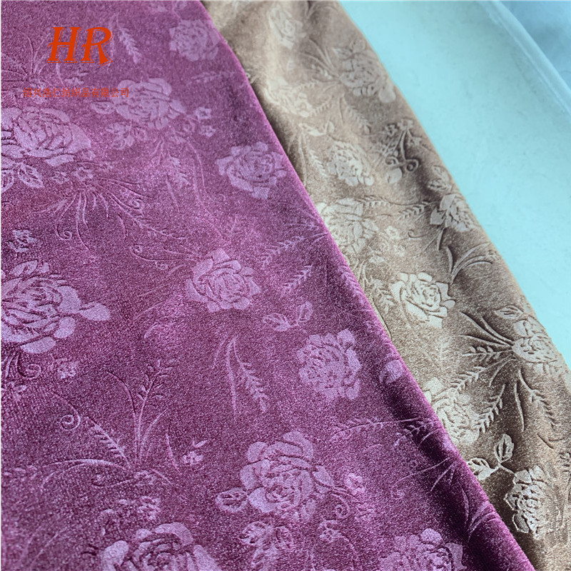 现货批发 涤氨弹力闪光绒压花 家纺花型 服装面料 新品来样可制