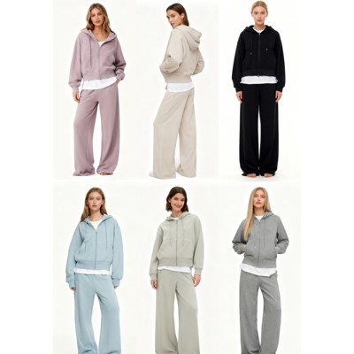 Ubase加绒加厚连帽卫衣套装冬季