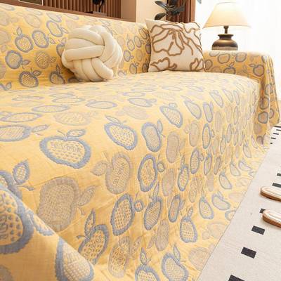 纯棉纱沙发20250327沙盖布水洗三层提花四季通用午休盖毯高档沙发