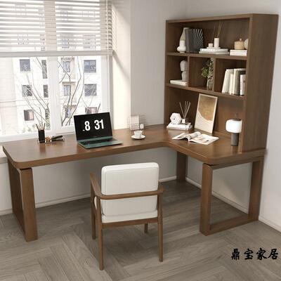 实木家转角桌书柜一体儿SFF-020童学习写工书作l型电脑桌用办字公