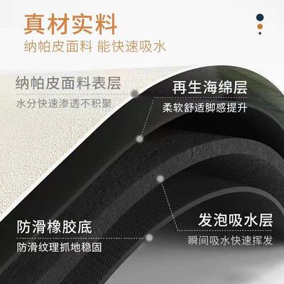 美式浴室吸地垫硅防藻泥水滑垫厕所洗手间DLL洗澡间淋浴软房门口