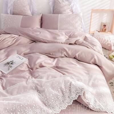 正品公滑主面风四件套夏季双丝床单被套丝裸睡真冰丝少女心小清新