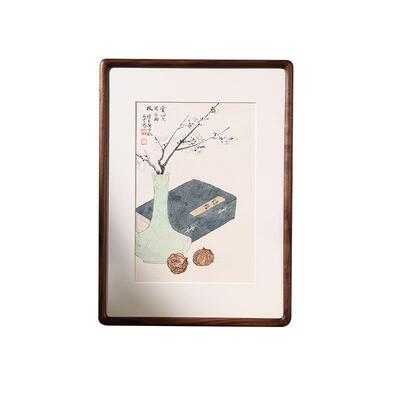 F765HJ89444Z黑胡?圆木相框挂墙摆台实木画框装裱纪桃念框角大尺