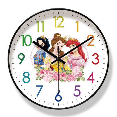 易普拉6786童趣挂钟公主客厅钟表时钟挂表儿童房间自动对时电波钟