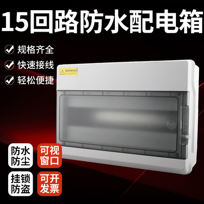 HPN-15回路户外防水塑料配电箱13-15位家用漏电开关保护盒强电箱