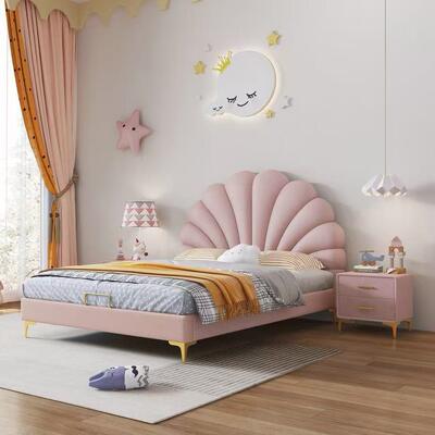 现代简贝壳床奶油风1.约5米双人卧床主1.2米网红儿童主床公布AMM