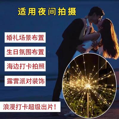婚庆地烟花灯蒲公灯英路引灯铜线串爆灯遥控防水插太YAI炸阳能户