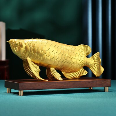 金色黄铜《金龙鱼》摆件鱼家居客厅办公室装饰品店铺公司开业礼品