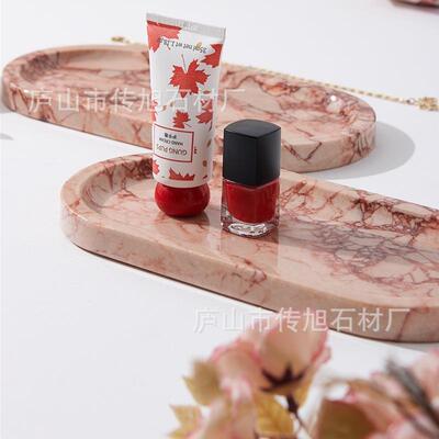 轻欧奢式复大古粉色理石托盘精茶致宝格俪LNN粉小盘玄关饰品收纳