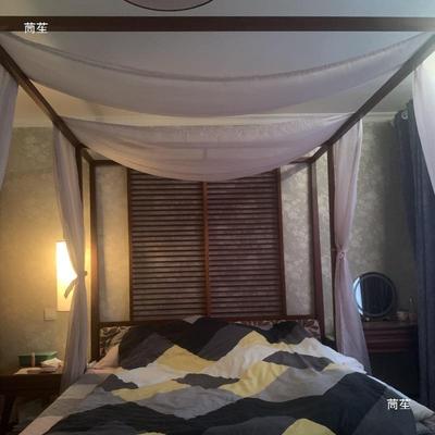 96083962新中式床床帘幔搭纱架子床装饰纱挂纱宿客家栈用卧室复民