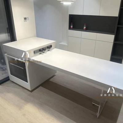 岩板岛台中餐桌一可伸缩ITF小厨户型家用房现代极简悬浮岛体台加