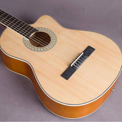 哑光无标39古典吉他缺角/圆云杉椴木吉他guit桶ar初学寸39寸云杉