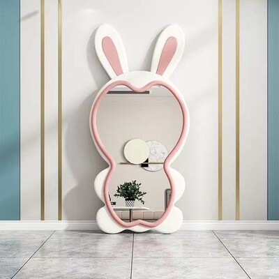 兔子全身异镜穿衣油镜LFF轻奢穿衣女生镜卧室形镜可爱奶风落地镜