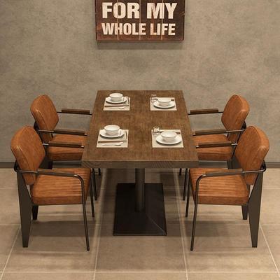 美式实木复古餐厅餐桌简约工业风餐桌椅音乐吧酒吧休闲四人位桌子