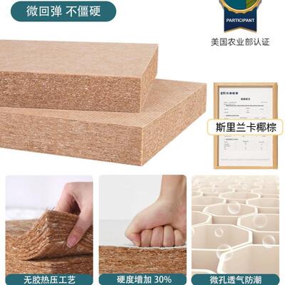 1天椰棕床垫ISZ硬垫子家卧室偏硬棕榈用护腰护脊0厘米床垫租房专