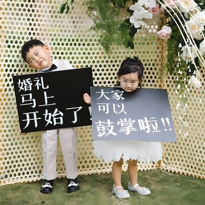 结婚场景布置手举牌户外草坪婚礼氛围拍照道具小kt板订婚创意装饰