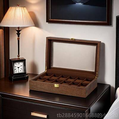 高档檀韵致远黑胡桃木盒纹61012位手表纳新品示手表配饰收展盒子