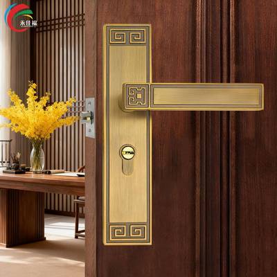 佳福静音门锁单房门锁卧室舌家用54615古铜锁具室内实永木黄门新