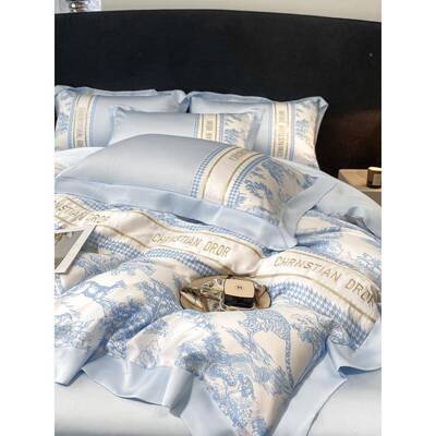 丝WWXA5L100支夏季轻奢天丝四件套冰单小清新刺床绣滑裸睡床丝笠