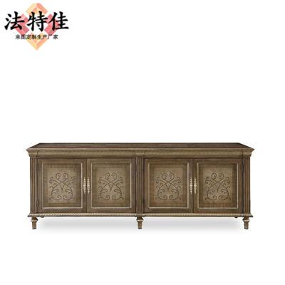 福溢家居意式利欧式电视柜电视台柜美式实木雕刻小户型卧室高柜储