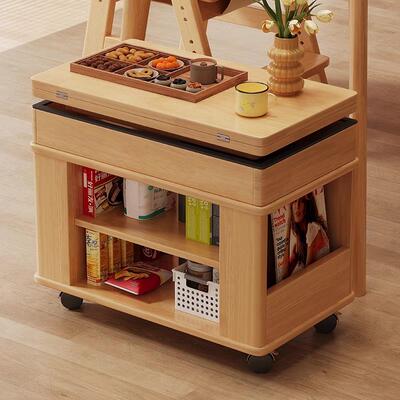 实木折茶几茶桌可升降小户客厅家叠用移沙型发边EVU柜可动小推车