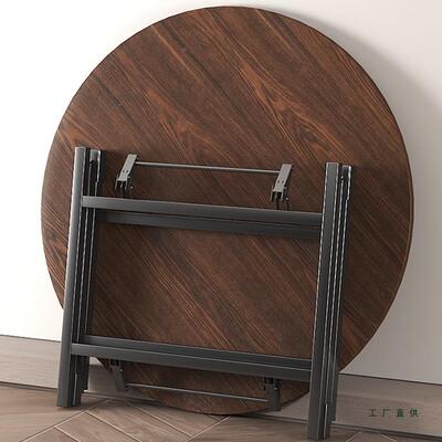 饭桌家用小户型叠桌子实折大圆盘桌面旋转圆酒TMW店饭店商用木圆