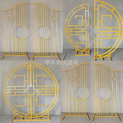 中式婚庆道具明心新款铁艺同心圆屏风拱门婚礼现场布置装饰