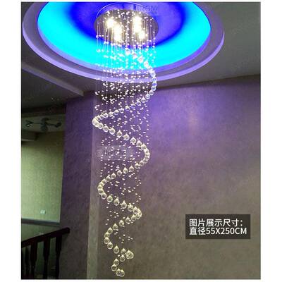 欧吊式楼梯长灯别灯晶吊线灯复式楼客水53608×厅螺旋灯玻璃浪漫
