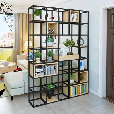 简约代现铁艺地置物架客厅yzy-207创意木书架办落公室多层实陈列