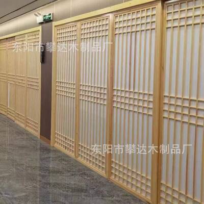新中断式UUT实木屏风隔公室客厅玄关镂空简约木质日办式格隔花断