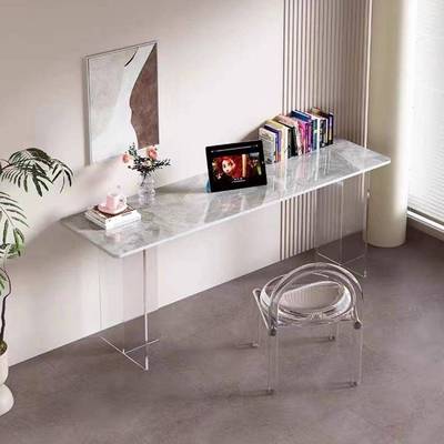 亚字克力岩板超窄书桌悬浮电台脑桌长条吧家用XNL写台阳台轻奢关
