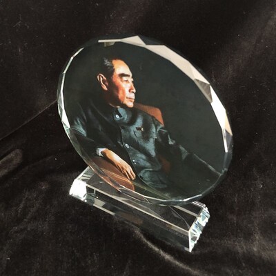 周恩来水晶摆设纪念品礼物收藏品周总理画像工艺品模型装饰品摆件