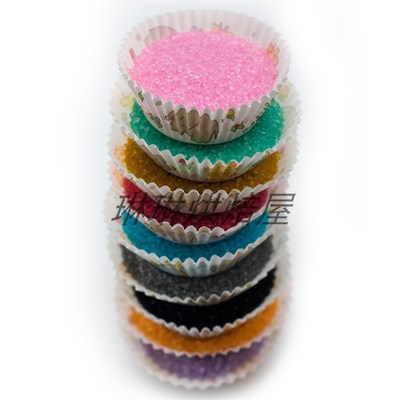 彩砂糖晶体 烘焙蛋糕装饰翻彩糖粉水果花裱花彩珠黄色糖霜粉500克