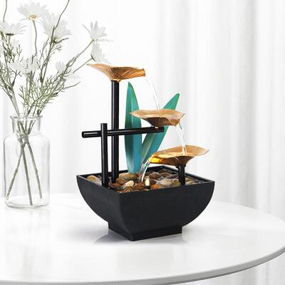 自桌面流水摆件桌SEX中式循环水小动型办公室茶桌茶台办公装饰品