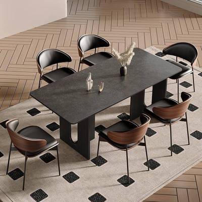 式中日古风客实木餐桌厅2025新NLY款奶油系式家用小户型岩板白蜡