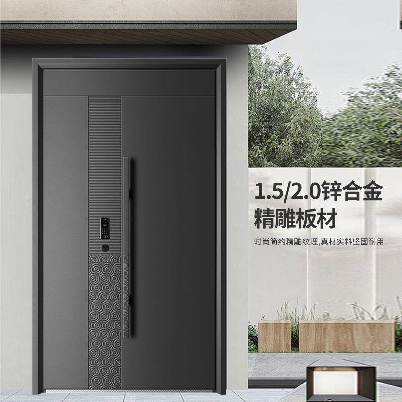 户高门头防盗门简约手拉T型门家用进84门单门子母门配视可指纹锁