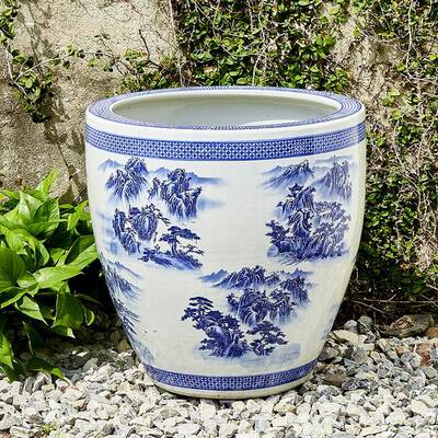 正品画景德镇陶瓷鱼缸大书号养荷花睡缸莲盆水庭院客厅房摆件书卷