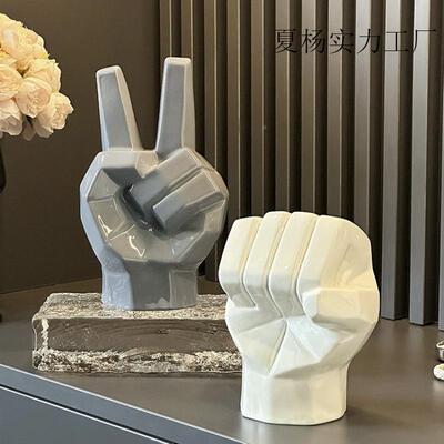 现代风感小众术夏杨9780艺创意手势摆件玄关轻奢家厅居客柜电视装