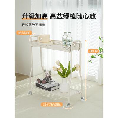 ?阳移动物SWE多肉架置架台铁艺花花架子客厅落地式双层室内带轮花