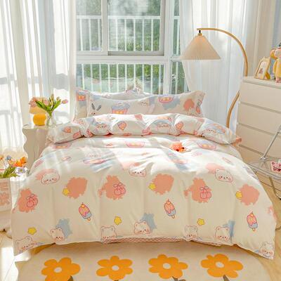 2学02F77JT5755新磨毛四件床单被套生宿舍床套上用品三件套非纯棉