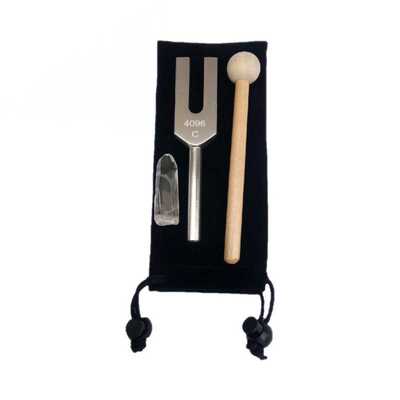 铝合金4096HZ水晶能量音叉共振方音叉配全木质音锤和水晶