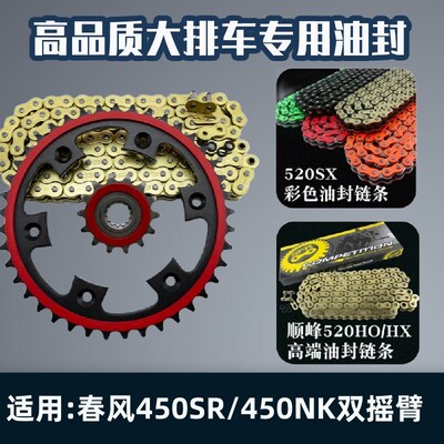 适用春风450SR/450NK/450MT双摇臂静音牙盘摩迈士彩色油封链套链