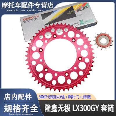 适用改装隆鑫LX300GYD无极300GY静音小飞加大链盘牙盘油封链条件
