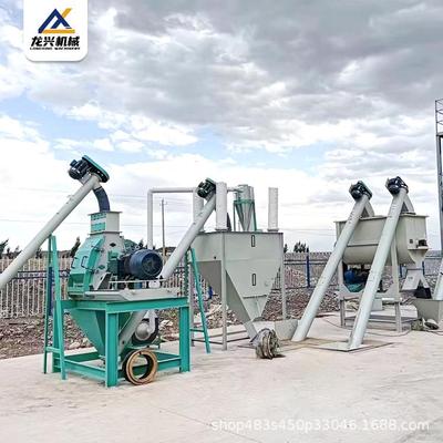 混合型饲料生产厂家 半自动成套粉料机组 稳操作简单 经久耐用