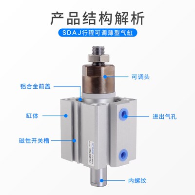 SDAJ50X50-25薄型气缸SD-J50X2型-25AB可调薄5气缸SDAJ50X75-50-S