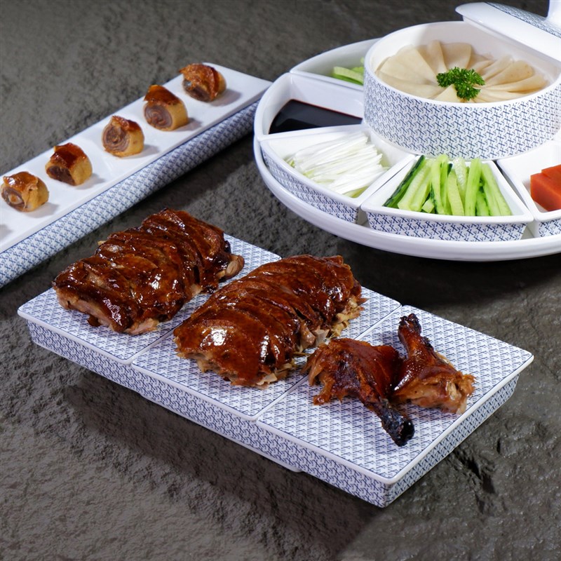 新款青色北京烤鸭蘸料碟保温烤鸭盘炉陶瓷特色中式意境酒店用餐具