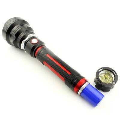 跨境新款Stepless Dimming 变焦手电筒 电量显示含背带户外露营